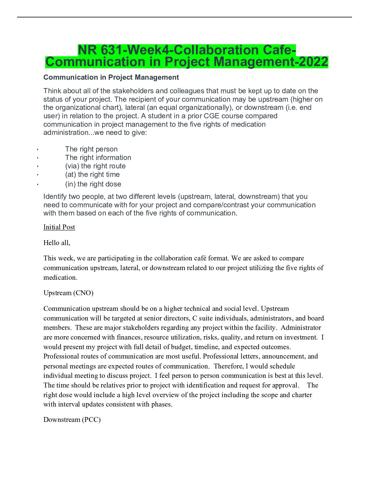 NR 631-Week4-Collaboration Cafe-Communication in Project Management-2022 - Scholarfriends